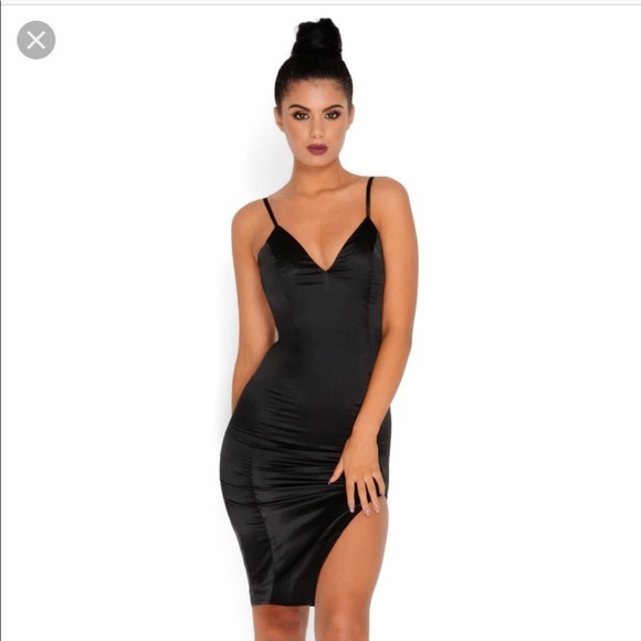 Oh Polly | Dresses | Ohpolly Satin Dress With Leg Split | Poshmark